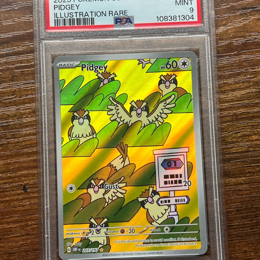 Pokemon Pidgey Illustration Rare Card - Green And Yel… - Gem